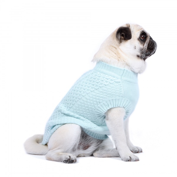 Cable Knit Dog Sweater - Baby Blue - RichPaw
