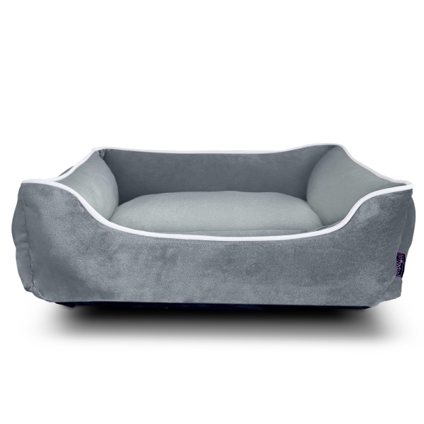 Luxe Grey Velvet Dog Bed - richpaw.co.uk/